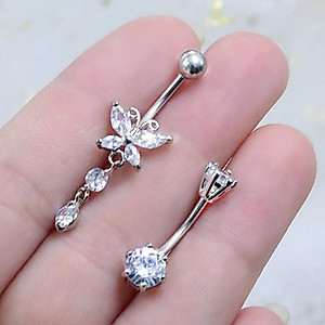 CHARM ONLINE Belly Button Rings Dangle Sexy Navel Body Surgical Steel Piercing Jewelry for Women