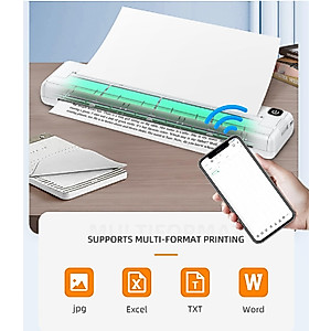 STEIGNER Portable Printer, Thermal Printer Bluetooth, Thermal Printer for Home Use Bluetooth Inkless Printer, Portable Printers Wireless for Travel, Inkless Mobile Printer for Office, Home (White)…