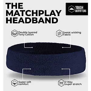 Running Headbands for Men and Women - Athletic Sweatband - Terry Cloth Bands for Basketball, Tennis, Football, Gym, Running, Cosplay & Costumes