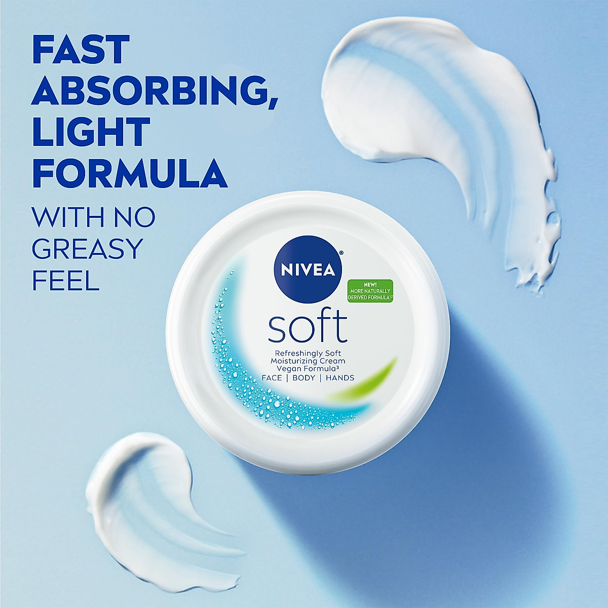 Nivea Soft Refreshingly Moisturizing Face, Body and Hand Cream, 3 Pack of 6.8 Oz Jars