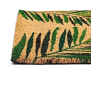 Juvale Tropical Welcome Mat for Outdoor Entrance, Coco Coir Palm Leaf Plant Doormat for Front Porch, Patio (30 x 17 in)