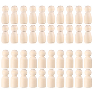 Christmas Doll 40Pcs Wooden Peg Dolls Unfinished Peg People Unpainted Wood Figures Decorative for DIY Graffiti Painting, Arts, Crafts Projects Wooden Toys Unfinished Wood
