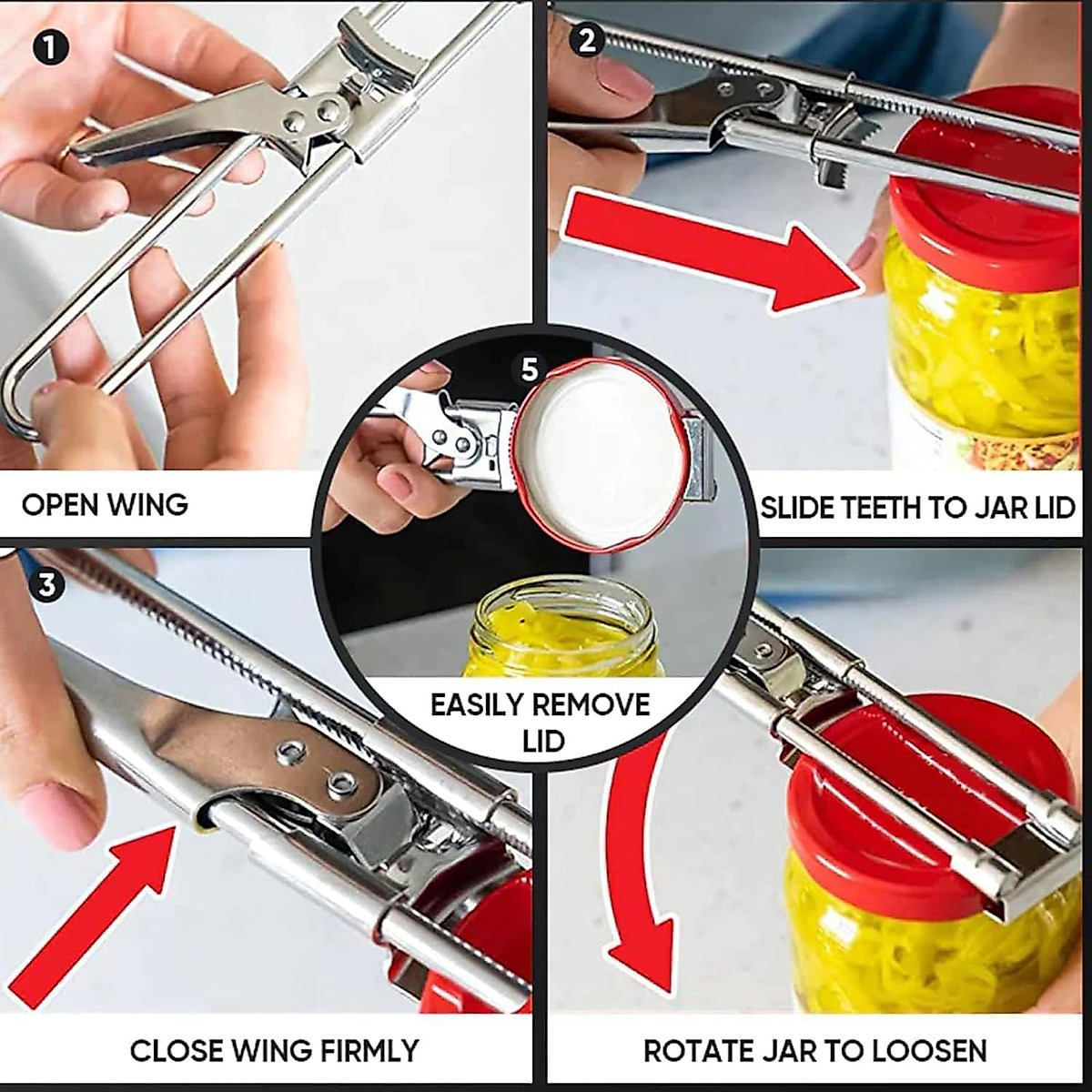 Ailsion Jar Opener, Ailsion Can Opener, Ailsion Stainless Steel Can Opener, Ailsion Portable Adjustable Stainless Steel Can Opener (3PCS)