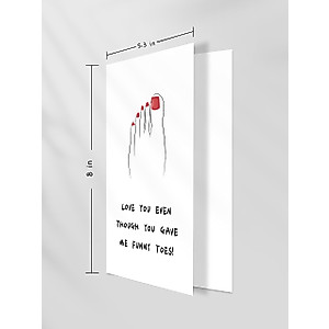 Qiyepbro Funny Birthday card for Mom Toes Mothers Day Card Birthday Gift Card for Mom Daughter Birthday Card Love You Even Though You Gave Me Funny Toes