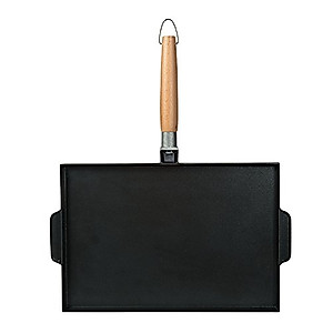 MasterPan Non-Stick Grill and Griddle Pan with Removable Handle, 15" (Innovative Series), black and Brown