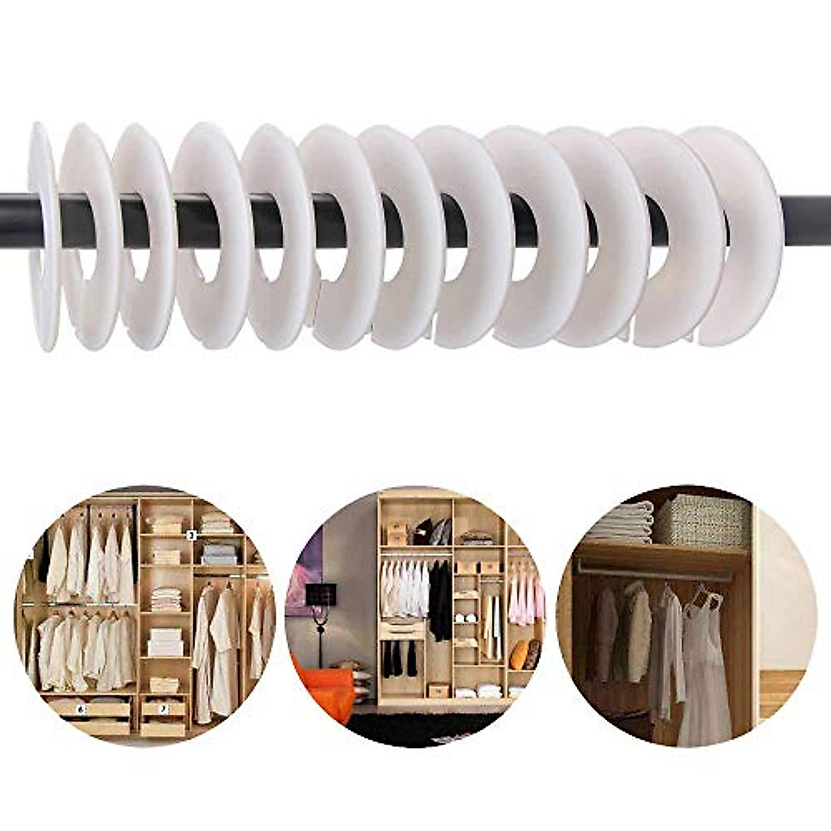 15Pcs Clothing Rack Size Dividers Blank Round Hangers Closet Dividers Baby Closet Size Dividers Hanging Ring Label for Home Closet Cloth Store, White