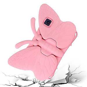 Tading Kids Case for Samsung Galaxy Tab A8 10.5" 2022 (SM-X200/SM-X205/SM-X207), Shockproof Light Weight Protective Stand Cover for Galaxy Tab A8 10.5 Inch, Cute Butterfly - Pink