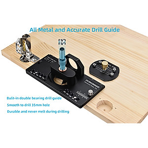 GOINGMAKE Concealed Hinge Jig All Metal with Dust Vacuum Adapter Concealed Door Hinge Jig 35mm Cabinet Hinge Jig Hinge Hole Drilling Jig for Door Cabinet Hinges Mounting Tool Woodworking Tools
