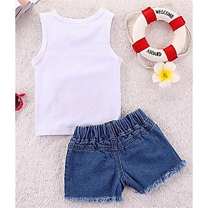 LOTUCY 2PCS Baby Girls Boy Clothes One in A Melon Watermelon Tops Tassel Ripped Denim Shorts Set Baby Boy Girl 1st Birthday Outfit