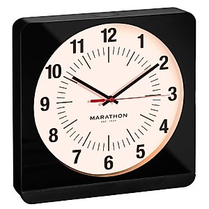 MARATHON Studio Edition Jumbo 12 Inch Analog Wall Clock with Auto Night-Light