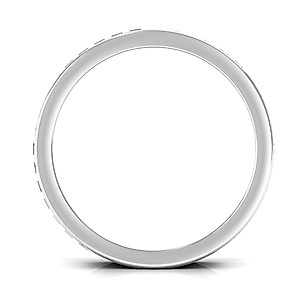 Certified Diamond Moissanite Half Eternity Band Ring, D Color VS1 Clarity - With Ready To Gift Jewelry Box, 14K White Gold, Size:US 10.00