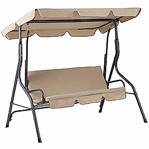 BPS 3-Person Patio Porch Swing Chair with Adjustable Backrest and Canopy - Outdoor Swing Perfect for Patio, Garden, Poolside, and Balcony Relaxation