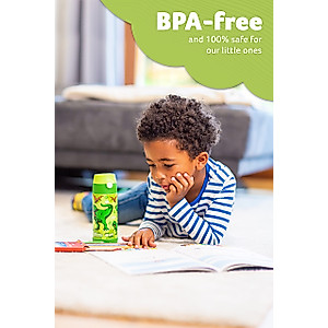 Jarlson kids water bottle with straw - CHARLI - insulated stainless steel water bottle - thermos - girls/boys (Dinosaur 'Star', 12 oz)