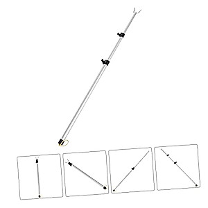 Alipis 1pc Closet Clothes Rail Stainless Steel Shelf Adjustable Shower Rod Shower Curtain Rod Hooks Clothes Poles for Hanging Clothes Closet Reacher Pole Reach Pole with Hook Silver Heavy