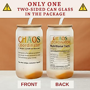 Chaos Coordinator Gifts Cup - Thank You Appreciation Office Gifts for Women, Her, Mom, Coworker, Manager, Teacher, Nurse, Supervisor, Wedding Planner - Boss Lady Gifts for Women - 16 Oz Can Glass