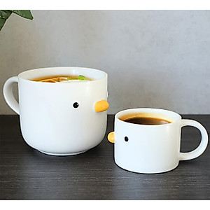PURROOM Large Breakfast Mug, Handmade Glaze Duck Cup, Safety Ceramic Coffee Mug & Oatmeal Soup Cup, 22oz Oversized Cute Cereal Cup. Best Gifts For Family Friends.