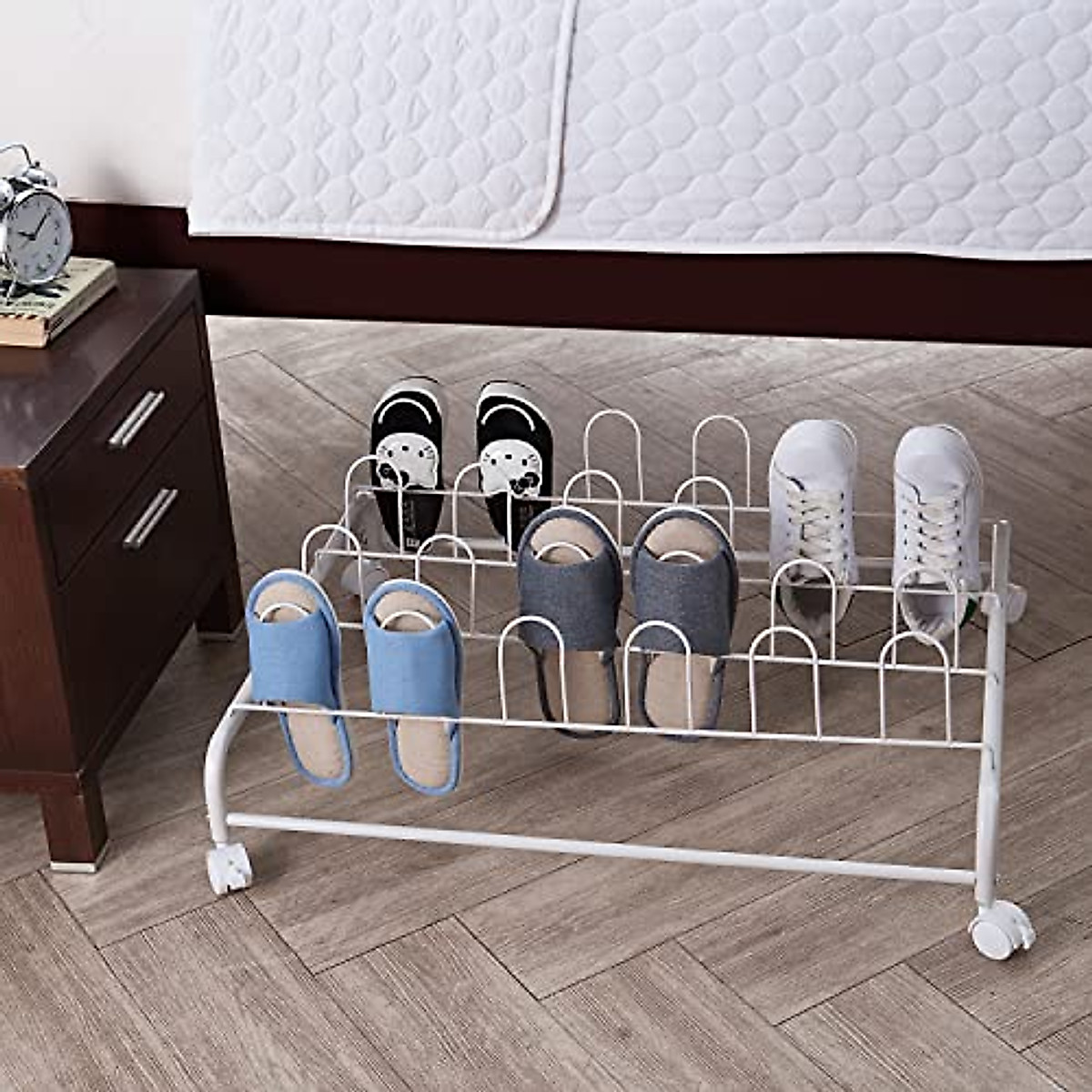 Suprima Underbed Shoe Holder with Wheels - White