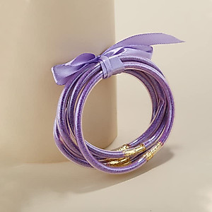 COLORFUL BLING Glitter Jelly Bangles Bracelets Set for Women Filled Silicone Party Bar Costume (C purple) 8 inch