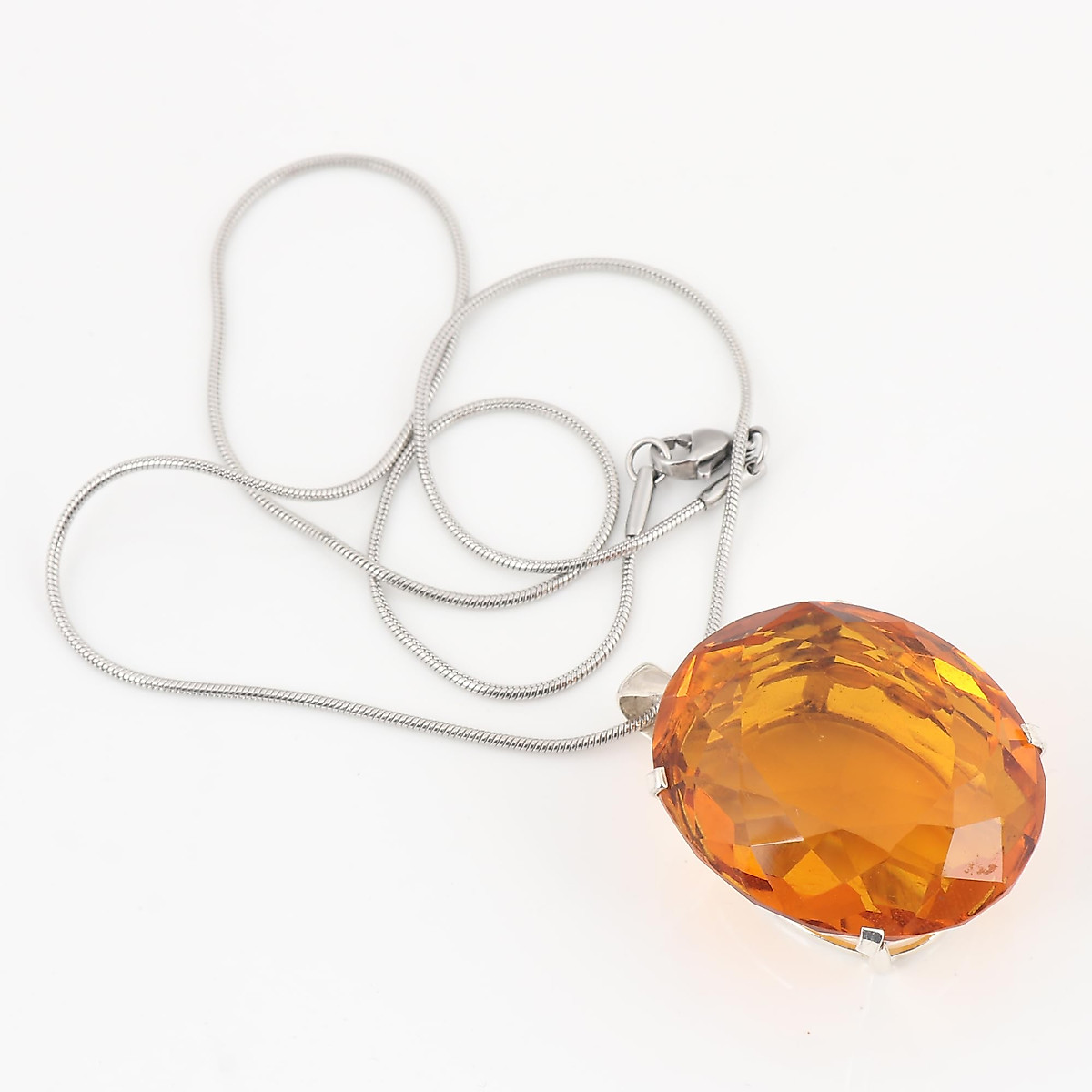 GEMHUB 105 Carat Yellow Citrine Gemstone Pendant Without Chain, 925 Sterling Silver Oval Shape Citrine Pendant Without Chain