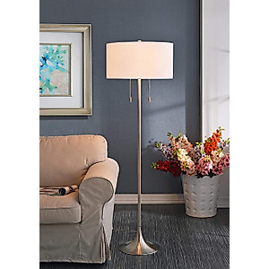 Kenroy Home 21405BS Stowe Floor Lamp with Brushed Steel Finish, Modern Style, 61" Height, 19" Width, 19" Depth