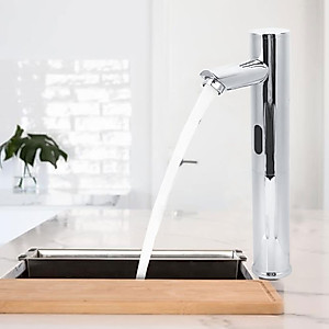 G1/2" Automatic Induction Bathroom Faucet, Copper Smart Touchless Hands Free Kitchen Sink Mixer Faucet with Control Box, Hose, Connector