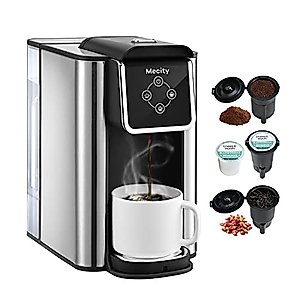 Mecity Coffee Maker 3-in-1 Single Serve Coffee Machine, For K-Cup Coffee Capsule Pod, Ground Coffee Brewer, Loose Tea maker, 6 to 10 Ounce Cup, Removable 50 Oz Water Reservoir, 120V 1150W