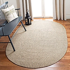 SAFAVIEH Braided Collection 4' x 6' Oval Beige/Brown BRD173A Handmade Country Cottage Reversible Cotton Area Rug