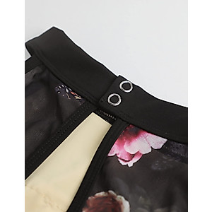 Lovdaswi Women Print Ballet Dance Leotard Halter Neck Sleeveless Gymnastics Bodysuits