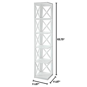 Convenience Concepts Oxford 5 Tier Corner Bookcase, White