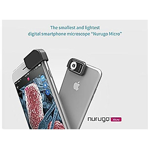 Nurugo Micro Smartphone Microscope (Silver) 400X Magnification Including Brackets for iPhone - Share Media with The Nurugo Application(Android & iOS) (Silver)