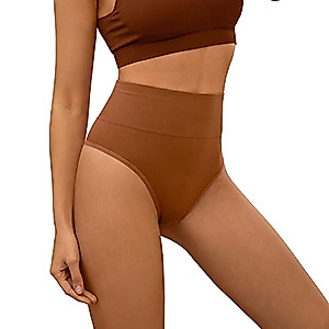 DEANGELMON Seamless High Waisted Thongs Women No Show Thong Underwear Stretch Workout Panties Pack (7P1,S)