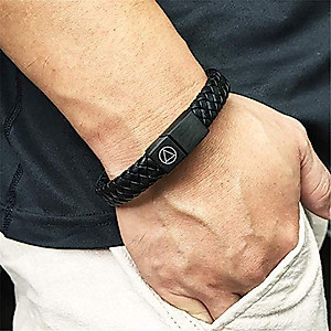 ForeverWill 1 Year AA NA Sobriety Jewelry Gifts for Men Women,Inspirational Magnet Leather Recovery Bracelets,Personalized Narcotics Alchohol Addiction Recovering Friends Family,Customized Black