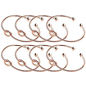 ANBALA Love Knot Bangle Bracelet Bridesmaid Gifts Bracelets, Tie The Knot Cuff Bangle Stretch Bracelet for Bridesmaid, Rose Gold Tone, Set of 8