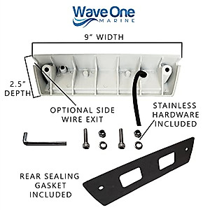Wave One Marine | Dual Color 9" LED Exterior Porch Patio Angle Light | 12v Volt 2400 Lumen Fixture Replacement Lighting RVs Boat Travel Trailer Camper RV Awning Outdoor (White Housing, White | Blue)