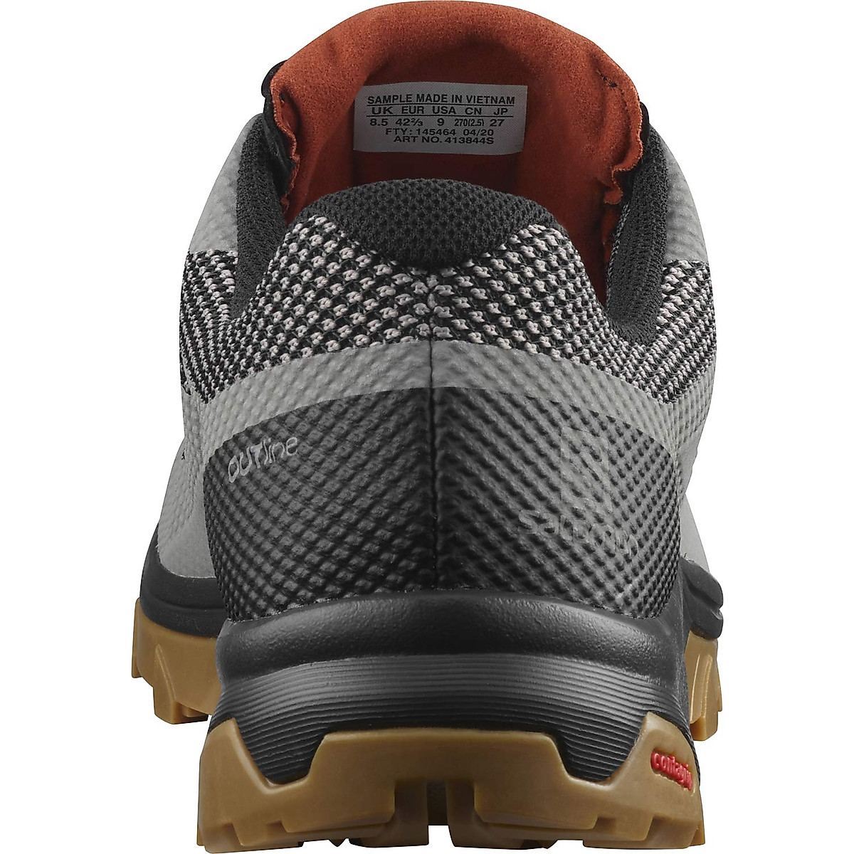 Salomon Outline Gore-TEX Hiking Shoes for Men, Frost Gray/Black/Burnt Brick, 7