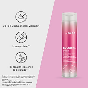 Joico Colorful Anti-Fade Shampoo | For Color-Treated Hair | Preserve Hair Color & Vibrancy | Boost Shine & Reduce Breakage | Sulfate Free | With Camellia Oil & Pomegranate Extract | 10.1 Fl Oz
