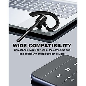 DECHOYECHO Bluetooth Headset V5.1, Wireless Headset with Battery Display Charging Case, Bluetooth Earpiece with Noise Canceling Mic for Driving, Office, Business, Compatible with Cell Phone and PC
