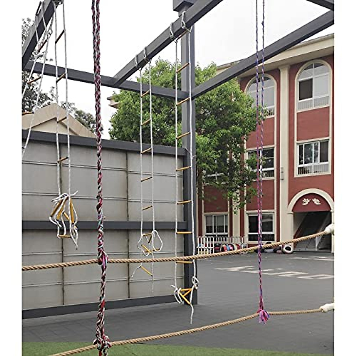 LQX Rope Ladder Emergency Escape Safety Ladder with Hooks Flame Resistant Soft Fast to Deploy, for Home Outdoor Climbing Office Buildings Playground/3M