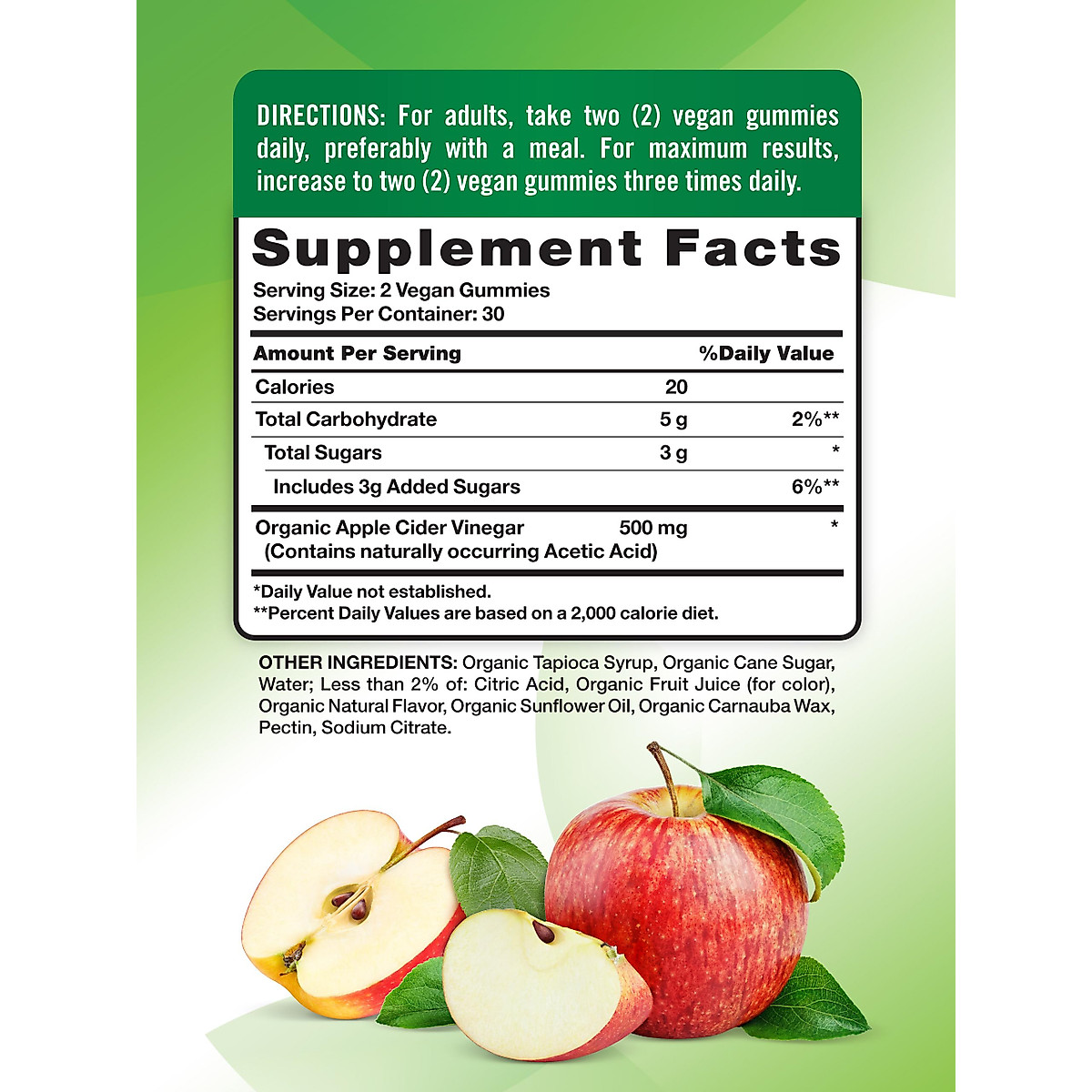 Nature's Truth Organic Apple Cider Vinegar Gummies | 60 Count | Vegan, Gluten Free & Non-GMO Supplement | USDA Organic | Apple Flavor