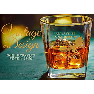 Onebttl Dragon Gifts, Dragon Whiskey Glass for Men, Dragon Lover Gifts, Always Be Yourself Unless You Can Be A Dragon, Gifts for Boyfriend, Coworker, Friends, Son (8.5oz/245ml)