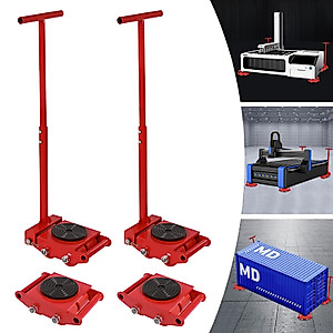 awolsrgiop 4pcs Machinery Mover, 13200lbs/6T Machine Dolly Skate 4 Rollers 360° Rotation Machinery Mover Cap w/Handles Machine Skates Heavy Duty Moving Equipment for Home, Decoration