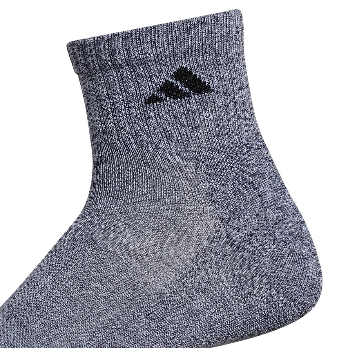 adidas Men's Athletic Cushioned Quarter Socks (with Arch Compression for a Secure fit (6-Pair), Heather Grey/Black, Large