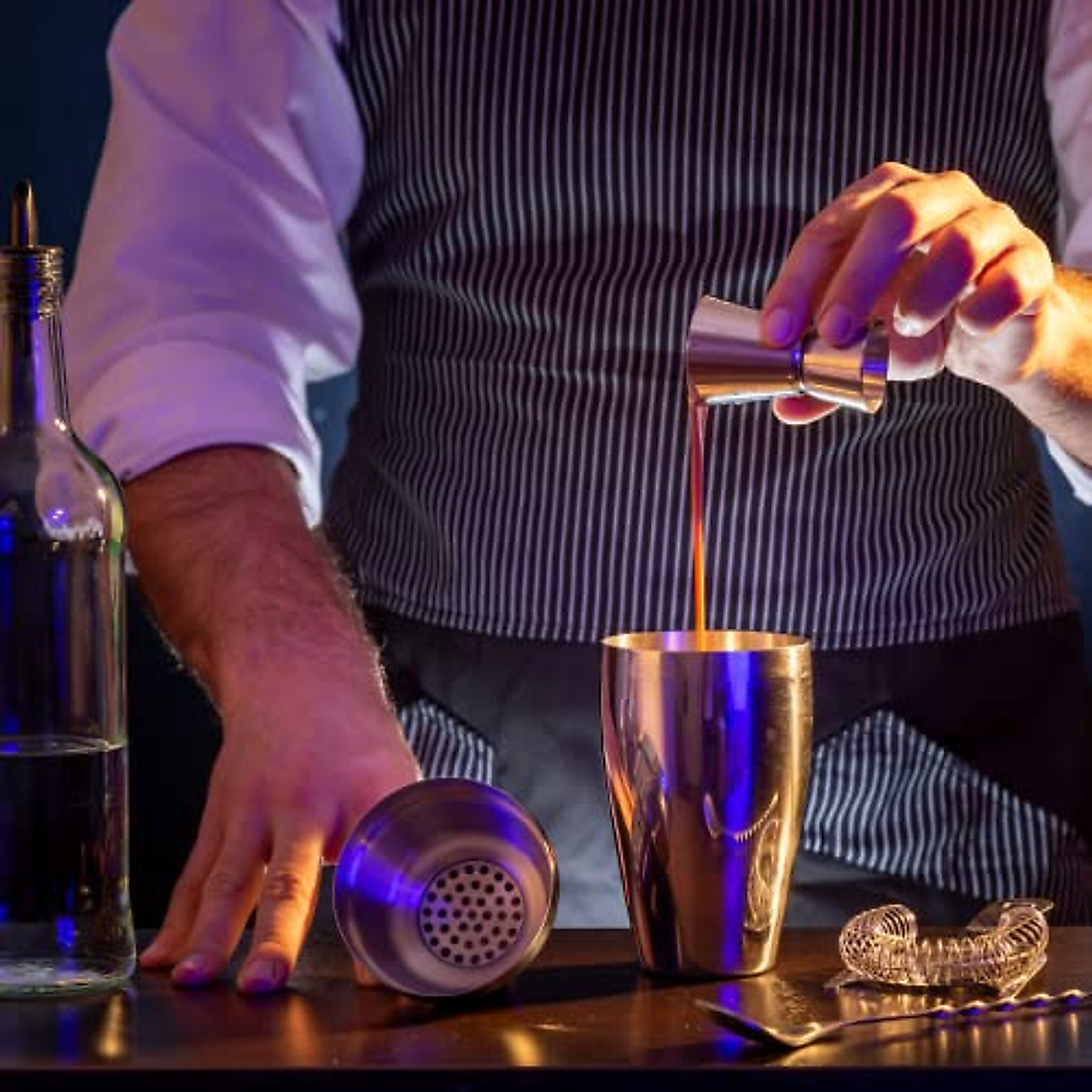 Premium 18pc Gold Bartender Set with Stand: Home Bar Accessories, Bar Cart Decor, Gold Home Decor, Bar Tool/Shaker Set, Drink Mixing Set, Gold Bartender Kit