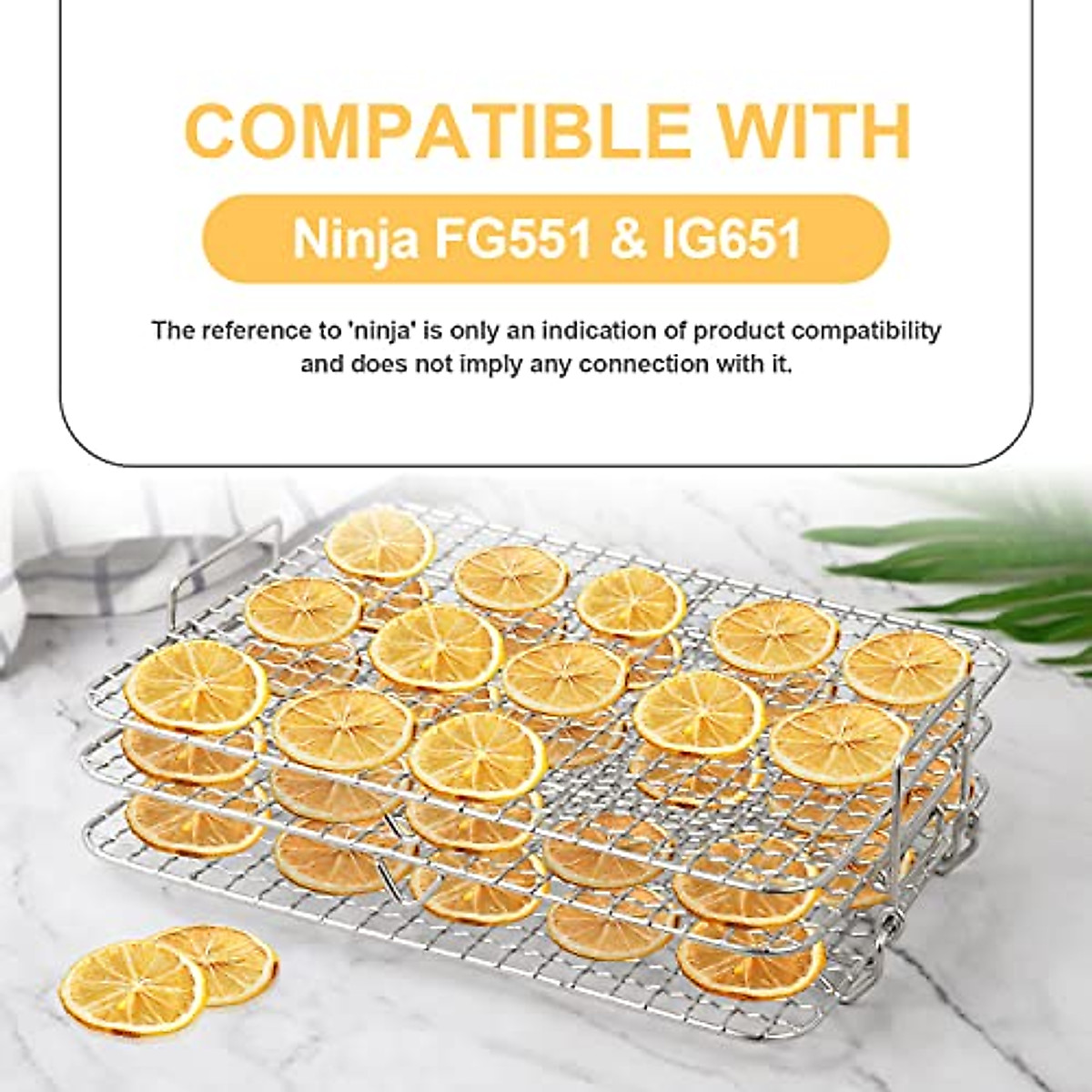 SIUDANGKA Air Fryer Rack for Ninja Foodi Grill XL Air Fryer, 304 Stainless Steel Multi-Layer Toast Rack Dehydrator Rack Air Fryer Accessories Compatible with Ninja FG551 IG651 Air Fryer
