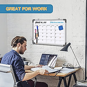 Monthly Calendar Dry Erase Whiteboard for Wall, 16" x 12" Small Magnetic Dry Erase Board, Hanging Double-Sided White Board, Portable Board for Drawing, Kitchen, Planning, Memo, School, Home, Office