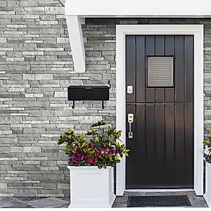 Black Patriotic Metal Wall Mounted Mailbox with Outgoing Mail Flag and Newspaper Hangers