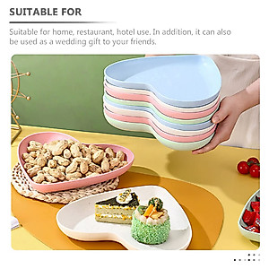 Hemoton Heart Shaped Dinner Plate: 4 Pcs Unbreakable Dinner Plates Snacks Salad Plates Candy Dish Appetizers Platter Steak Serving Plate for Party| Picnic| Camping| BBQ