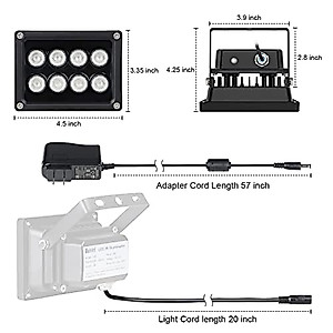 Univivi IR Illuminator 90 Degree Wide Angle 8-LEDs IR Infrared Light 850nm Infrared Illuminator for Night Vision IP67 Waterproof Outdoor for Security Cameras