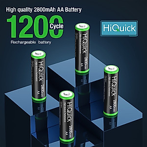HiQuick 2800mAh AA Rechargeable Batteries High Capacity Performance, Per-charged 1.2V AA Batteries Pack of 8