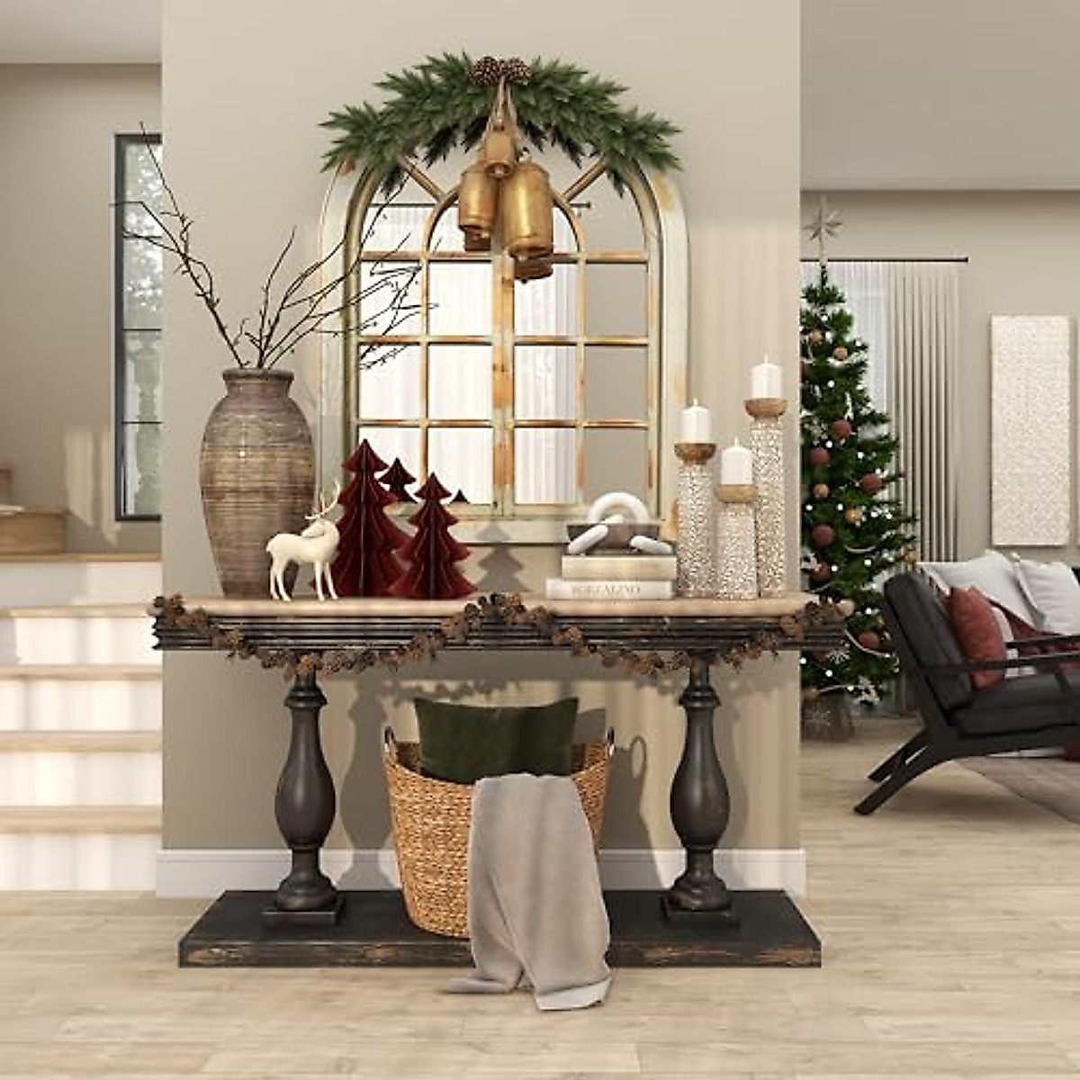 Deco 79 Metal Decorative Cow Bells Tibetan Inspired with Jute Hanging Rope, Set of 3 10",8",6"H, Gold